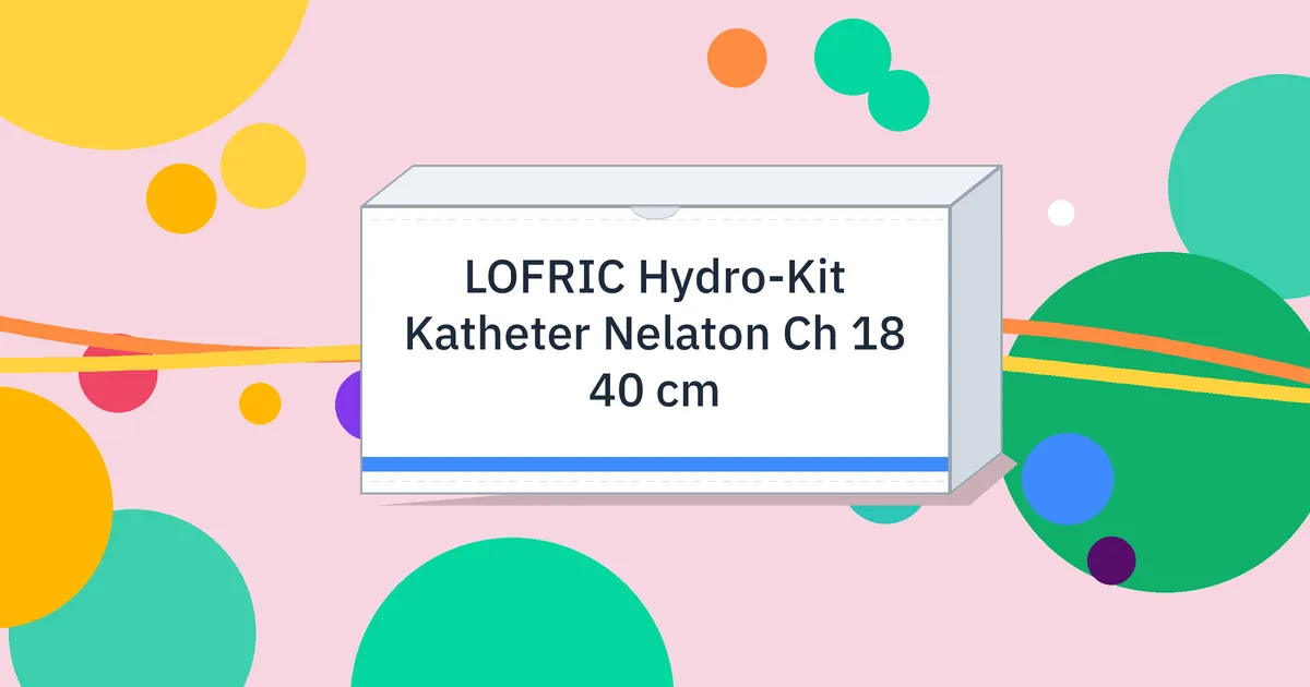 Symbolbild: Packung mit der Aufschrift LOFRIC Hydro-Kit Katheter Nelaton Ch 18 40 cm (PZN 17153558) – Verfügbarkeit und Bezug in Apotheken in Frankfurt am Main