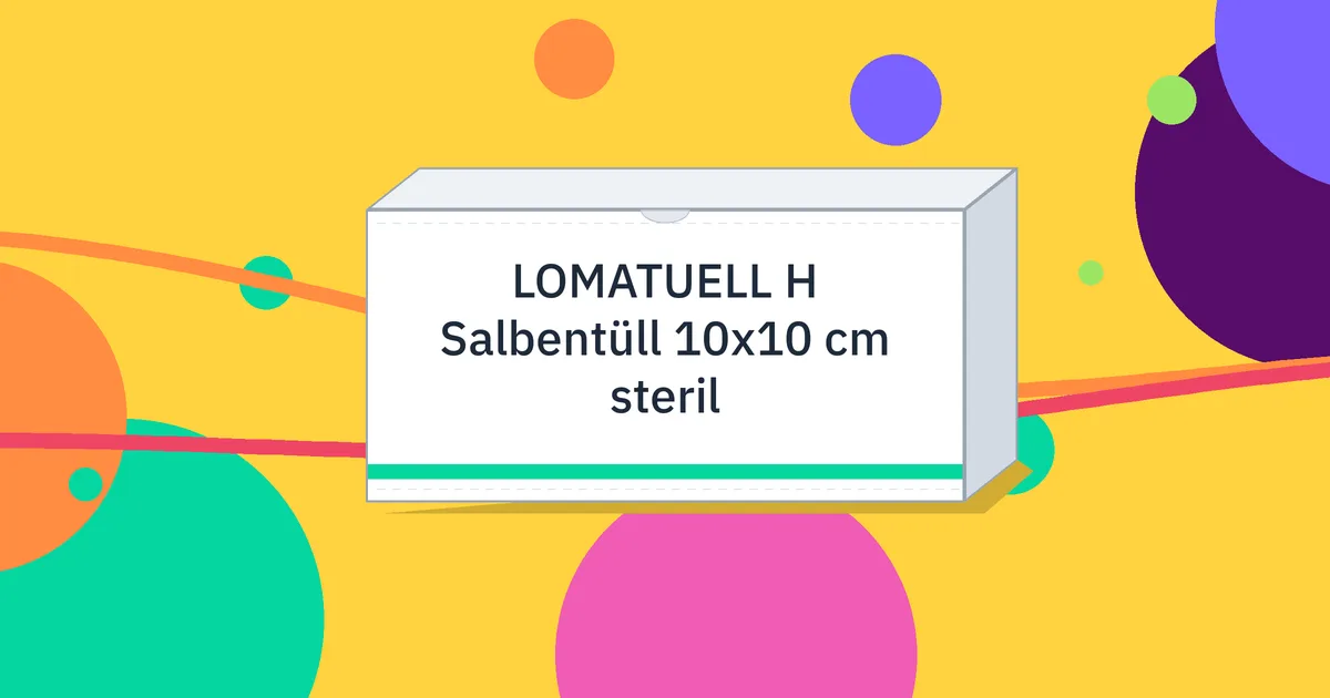 Symbolbild: Packung mit der Aufschrift LOMATUELL H Salbentüll 10x10 cm steril (PZN 17639812) – Verfügbarkeit und Bezug in Apotheken in Frankfurt am Main