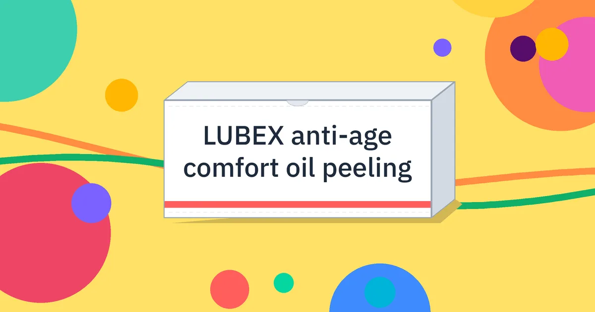 Symbolbild: Packung mit der Aufschrift LUBEX anti-age comfort oil peeling (PZN 19629700) – Verfügbarkeit und Bezug in Apotheken in Frankfurt am Main