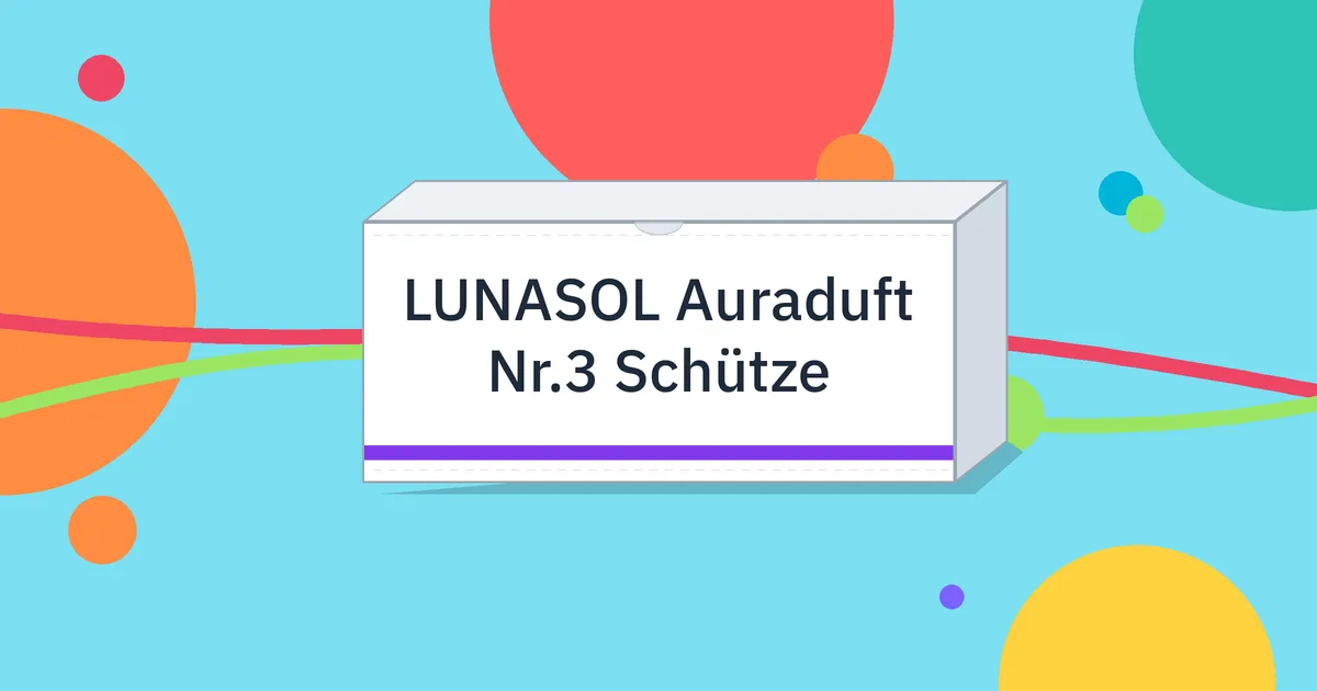 Symbolbild: Packung mit der Aufschrift LUNASOL Auraduft Nr.3 Schütze (PZN 20060234) – Verfügbarkeit und Bezug in Apotheken in Frankfurt am Main
