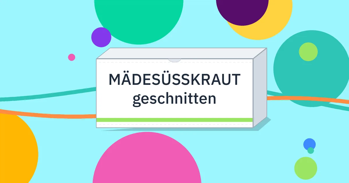 Symbolbild: Packung mit der Aufschrift MÄDESÜSSKRAUT geschnitten (PZN 14031582) – Verfügbarkeit und Bezug in Apotheken in Frankfurt am Main