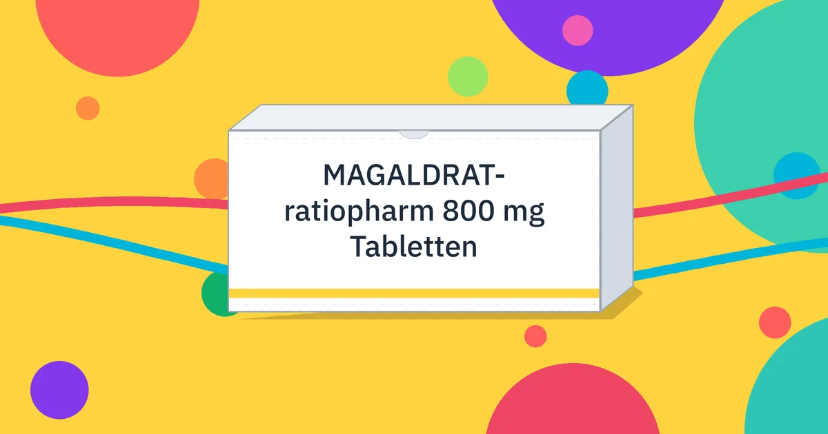 Symbolbild: Packung mit der Aufschrift MAGALDRAT-ratiopharm 800 mg Tabletten (PZN 04869870) – Verfügbarkeit und Bezug in Apotheken in Frankfurt am Main