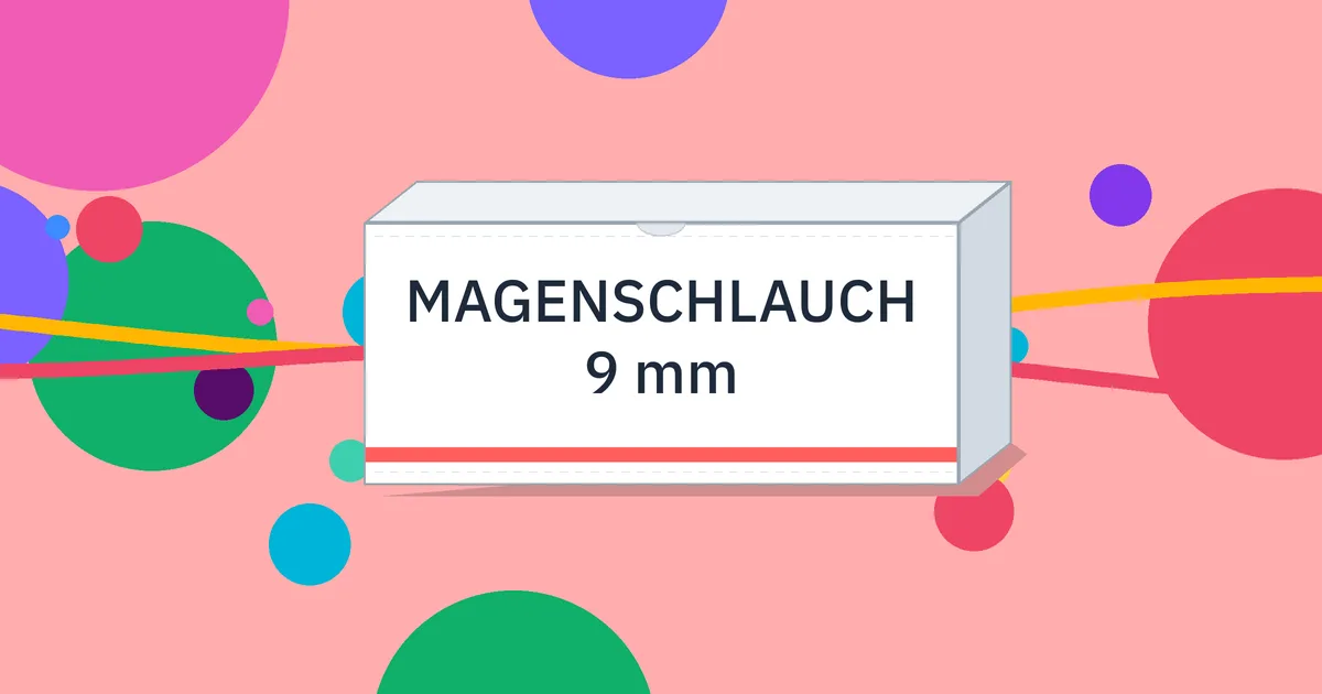 Symbolbild: Packung mit der Aufschrift MAGENSCHLAUCH 9 mm (PZN 01732449) – Verfügbarkeit und Bezug in Apotheken in Frankfurt am Main