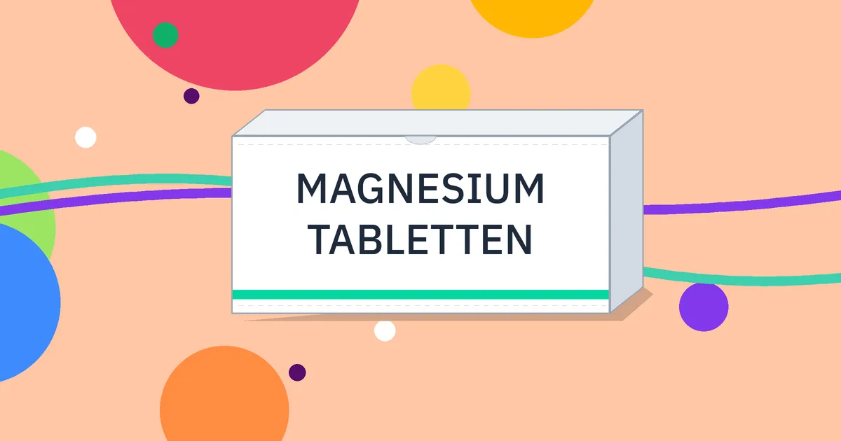 Symbolbild: Packung mit der Aufschrift MAGNESIUM TABLETTEN (PZN 09758106) – Verfügbarkeit und Bezug in Apotheken in Frankfurt am Main