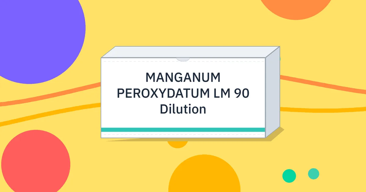 Symbolbild: Packung mit der Aufschrift MANGANUM PEROXYDATUM LM 90 Dilution (PZN 12945361) – Verfügbarkeit und Bezug in Apotheken in Frankfurt am Main