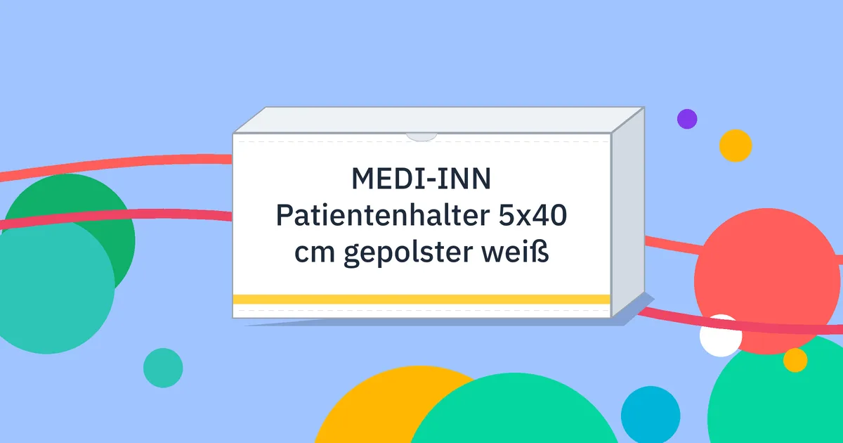 Symbolbild: Packung mit der Aufschrift MEDI-INN Patientenhalter 5x40 cm gepolster weiß (PZN 08601756) – Verfügbarkeit und Bezug in Apotheken in Frankfurt am Main