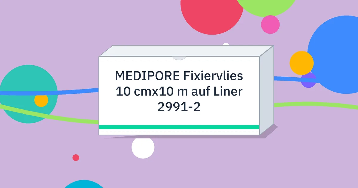 Symbolbild: Packung mit der Aufschrift MEDIPORE Fixiervlies 10 cmx10 m auf Liner 2991-2 (PZN 20129641) – Verfügbarkeit und Bezug in Apotheken in Frankfurt am Main