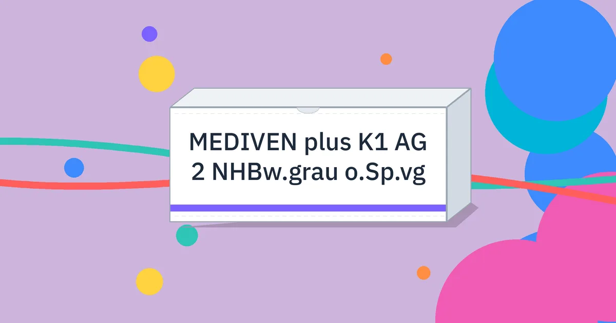 Symbolbild: Packung mit der Aufschrift MEDIVEN plus K1 AG 2 NHBw.grau o.Sp.vg (PZN 18939350) – Verfügbarkeit und Bezug in Apotheken in Frankfurt am Main