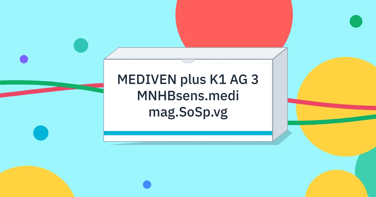 Symbolbild: Packung mit der Aufschrift MEDIVEN plus K1 AG 3 MNHBsens.medi mag.SoSp.vg (PZN 15917572) – Verfügbarkeit und Bezug in Apotheken in Frankfurt am Main