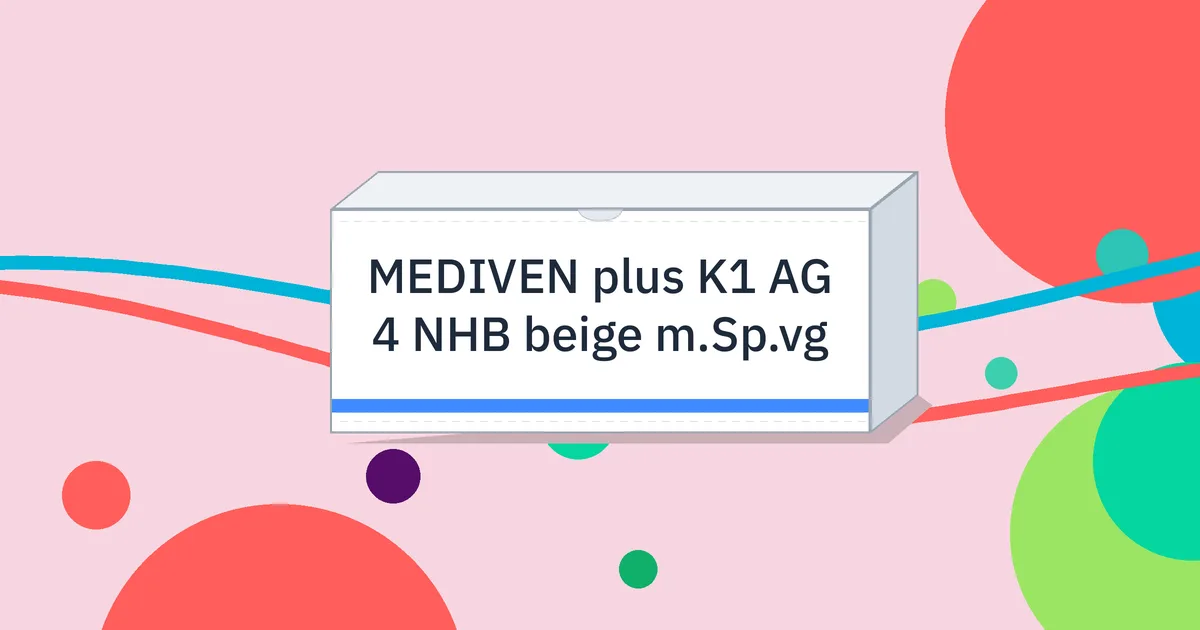 Symbolbild: Packung mit der Aufschrift MEDIVEN plus K1 AG 4 NHB beige m.Sp.vg (PZN 15922320) – Verfügbarkeit und Bezug in Apotheken in Frankfurt am Main