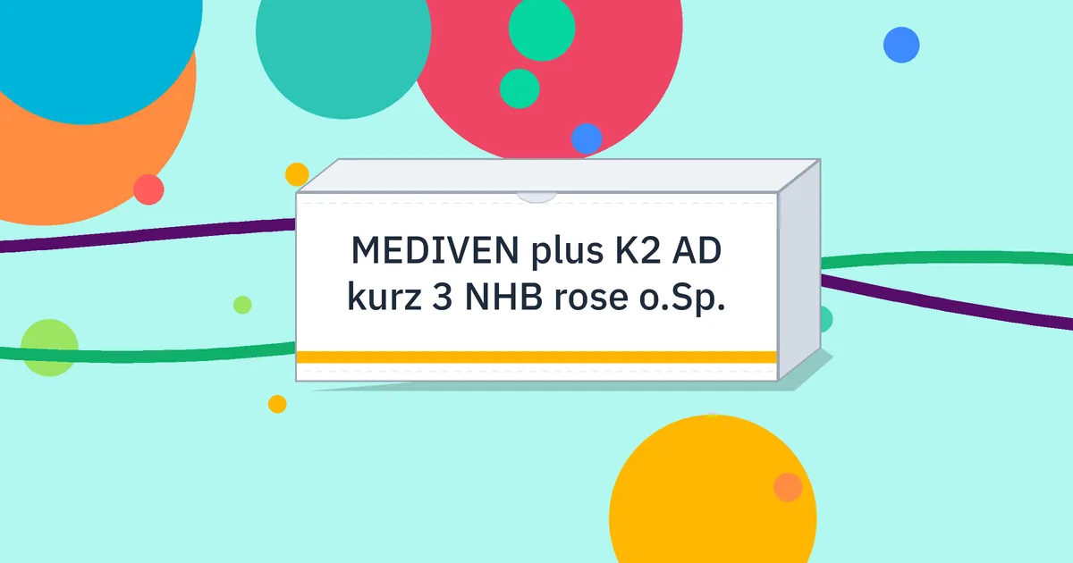 Symbolbild: Packung mit der Aufschrift MEDIVEN plus K2 AD kurz 3 NHB rose o.Sp. (PZN 15925092) – Verfügbarkeit und Bezug in Apotheken in Frankfurt am Main