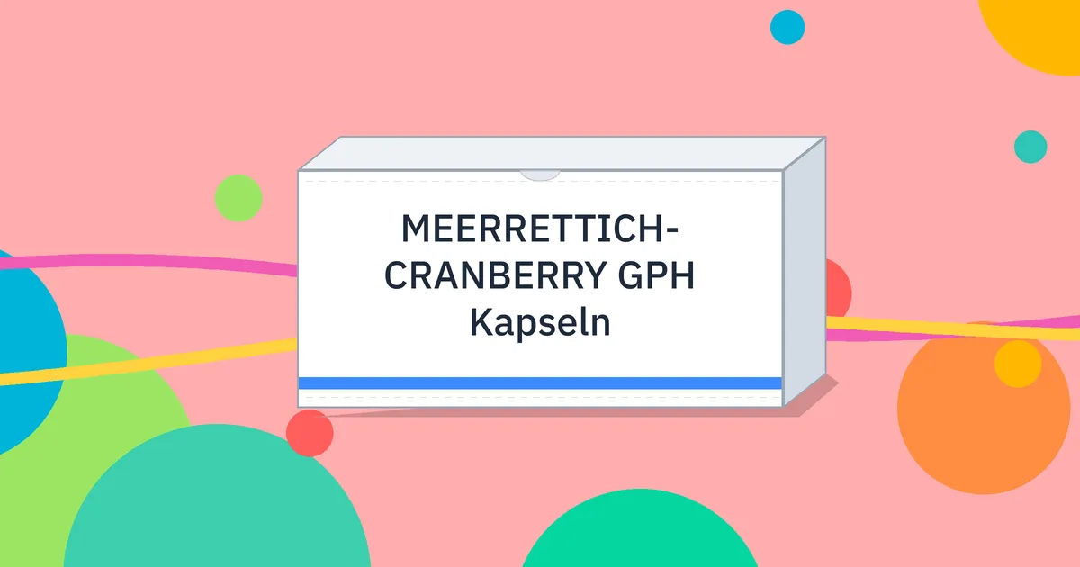 Symbolbild: Packung mit der Aufschrift MEERRETTICH-CRANBERRY GPH Kapseln (PZN 10265053) – Verfügbarkeit und Bezug in Apotheken in Frankfurt am Main