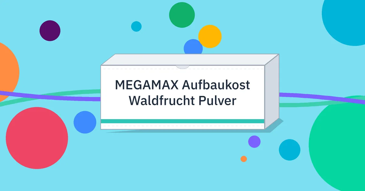 Symbolbild: Packung mit der Aufschrift MEGAMAX Aufbaukost Waldfrucht Pulver (PZN 17670489) – Verfügbarkeit und Bezug in Apotheken in Frankfurt am Main