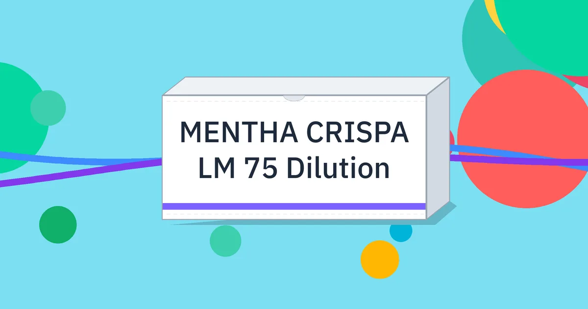 Symbolbild: Packung mit der Aufschrift MENTHA CRISPA LM 75 Dilution (PZN 13604001) – Verfügbarkeit und Bezug in Apotheken in Frankfurt am Main