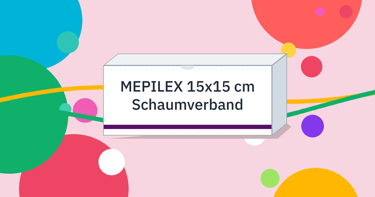 Symbolbild: Packung mit der Aufschrift MEPILEX 15x15 cm Schaumverband (PZN 17155149) – Verfügbarkeit und Bezug in Apotheken in Frankfurt am Main