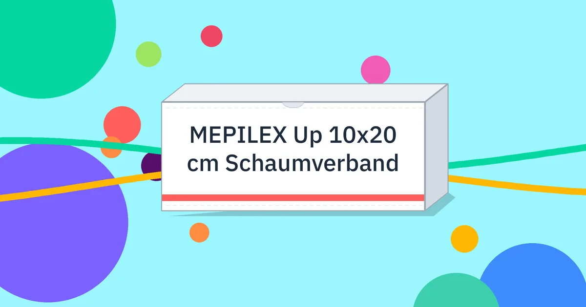 Symbolbild: Packung mit der Aufschrift MEPILEX Up 10x20 cm Schaumverband (PZN 20272048) – Verfügbarkeit und Bezug in Apotheken in Frankfurt am Main