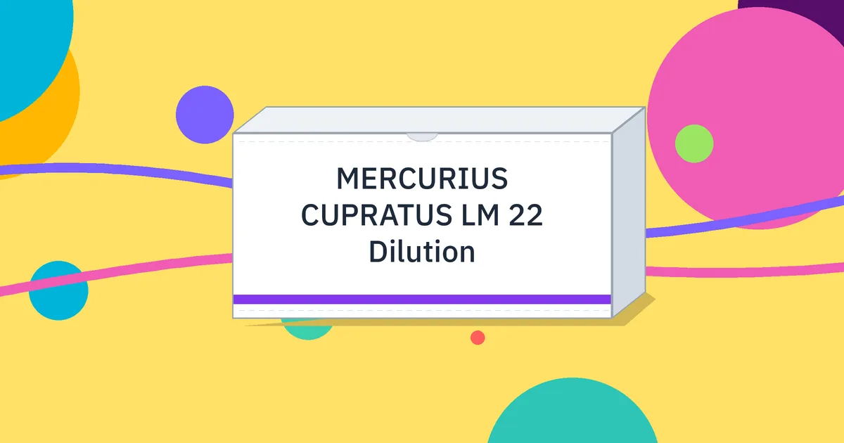 Symbolbild: Packung mit der Aufschrift MERCURIUS CUPRATUS LM 22 Dilution (PZN 12950528) – Verfügbarkeit und Bezug in Apotheken in Frankfurt am Main