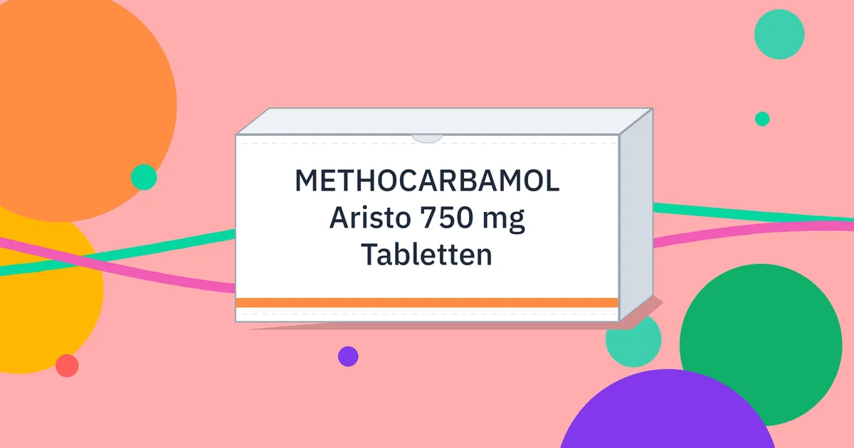 Symbolbild: Packung mit der Aufschrift METHOCARBAMOL Aristo 750 mg Tabletten (PZN 15629643) – Verfügbarkeit und Bezug in Apotheken in Frankfurt am Main