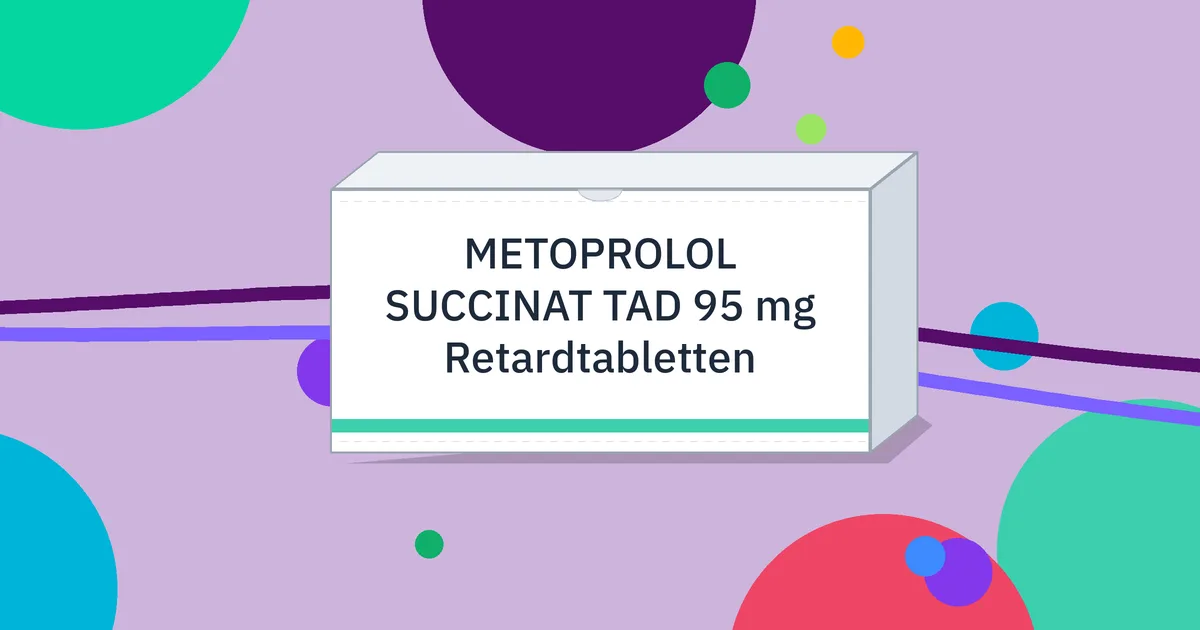 Symbolbild: Packung mit der Aufschrift METOPROLOL SUCCINAT TAD 95 mg Retardtabletten (PZN 11562445) – Verfügbarkeit und Bezug in Apotheken in Frankfurt am Main