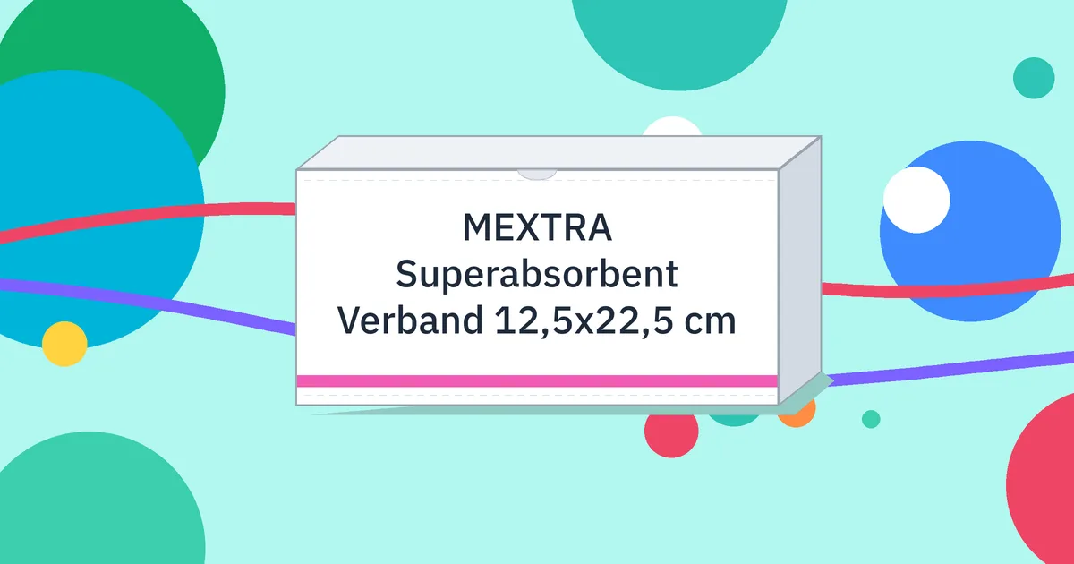 Symbolbild: Packung mit der Aufschrift MEXTRA Superabsorbent Verband 12,5x22,5 cm (PZN 17606149) – Verfügbarkeit und Bezug in Apotheken in Frankfurt am Main