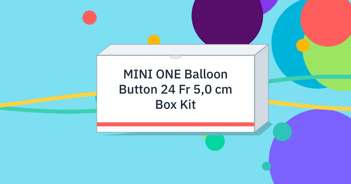 Symbolbild: Packung mit der Aufschrift MINI ONE Balloon Button 24 Fr 5,0 cm Box Kit (PZN 20134576) – Verfügbarkeit und Bezug in Apotheken in Frankfurt am Main