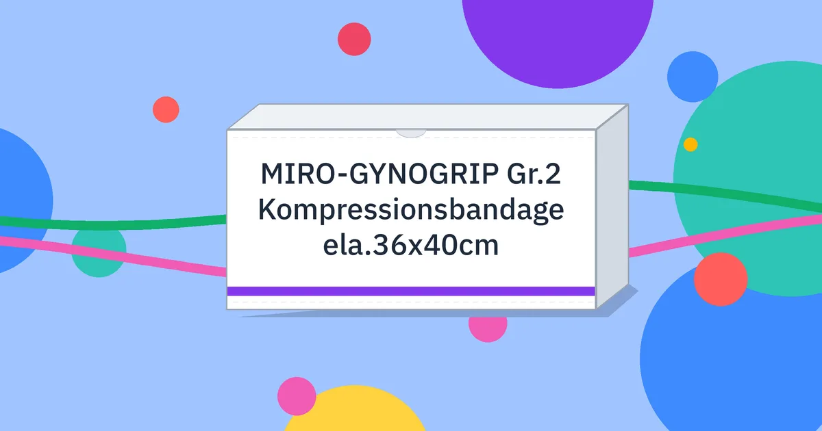 Symbolbild: Packung mit der Aufschrift MIRO-GYNOGRIP Gr.2 Kompressionsbandage ela.36x40cm (PZN 18135976) – Verfügbarkeit und Bezug in Apotheken in Frankfurt am Main