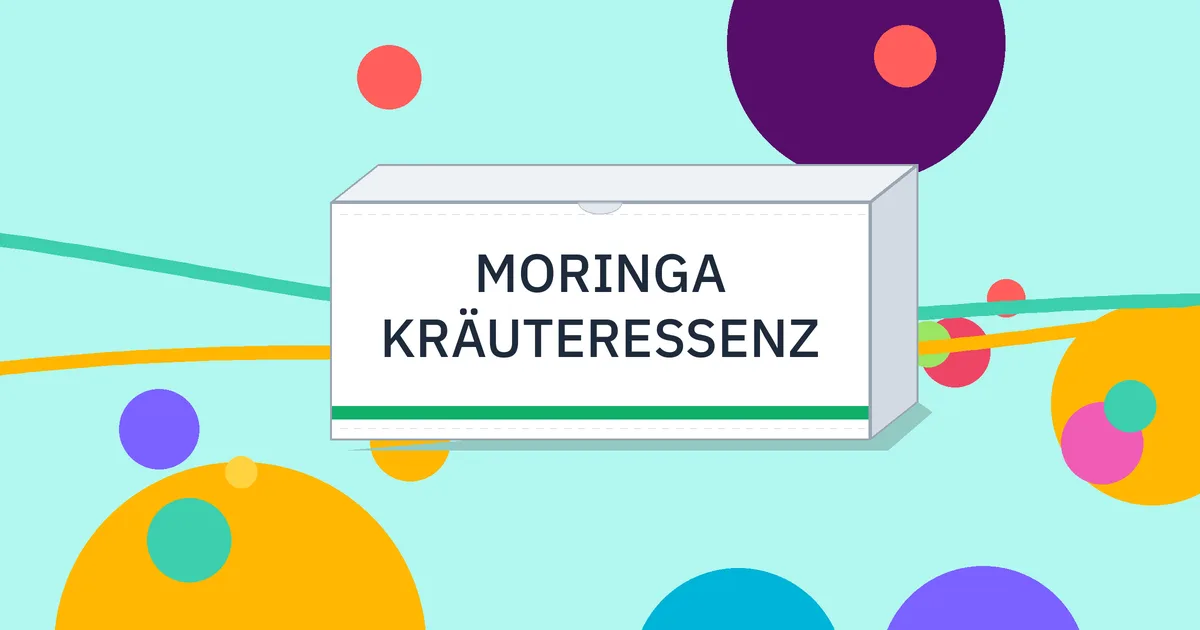 Symbolbild: Packung mit der Aufschrift MORINGA KRÄUTERESSENZ (PZN 13819931) – Verfügbarkeit und Bezug in Apotheken in Frankfurt am Main
