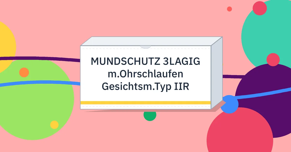 Symbolbild: Packung mit der Aufschrift MUNDSCHUTZ 3LAGIG m.Ohrschlaufen Gesichtsm.Typ IIR (PZN 17566993) – Verfügbarkeit und Bezug in Apotheken in Frankfurt am Main