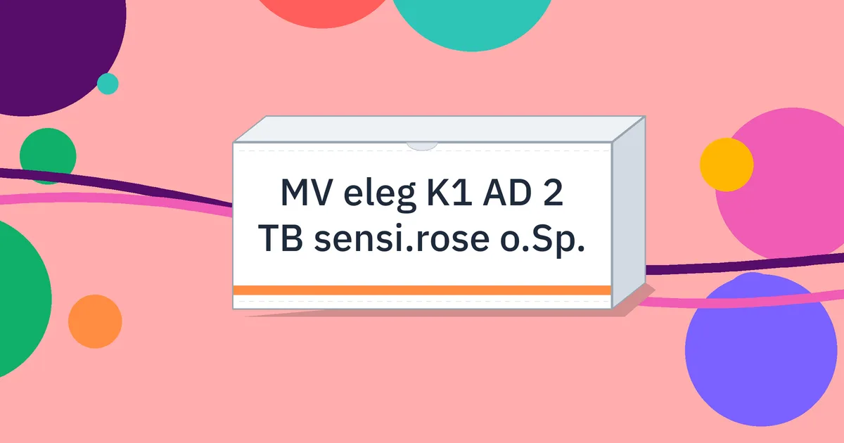 Symbolbild: Packung mit der Aufschrift MV eleg K1 AD 2 TB sensi.rose o.Sp. (PZN 14684769) – Verfügbarkeit und Bezug in Apotheken in Frankfurt am Main