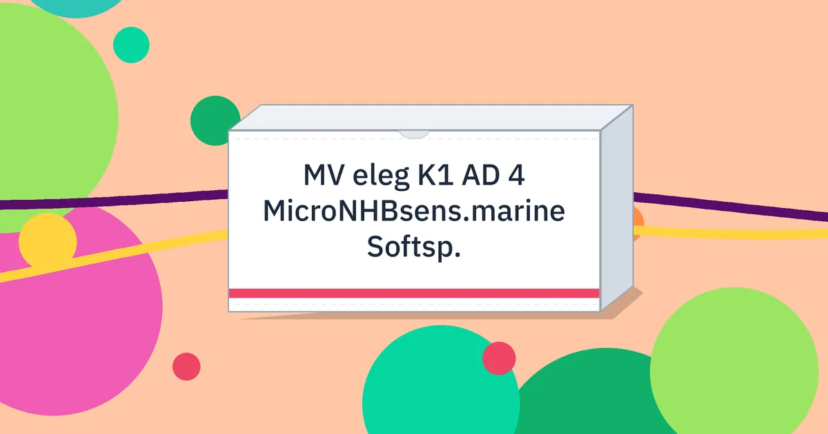 Symbolbild: Packung mit der Aufschrift MV eleg K1 AD 4 MicroNHBsens.marine Softsp. (PZN 15670249) – Verfügbarkeit und Bezug in Apotheken in Frankfurt am Main