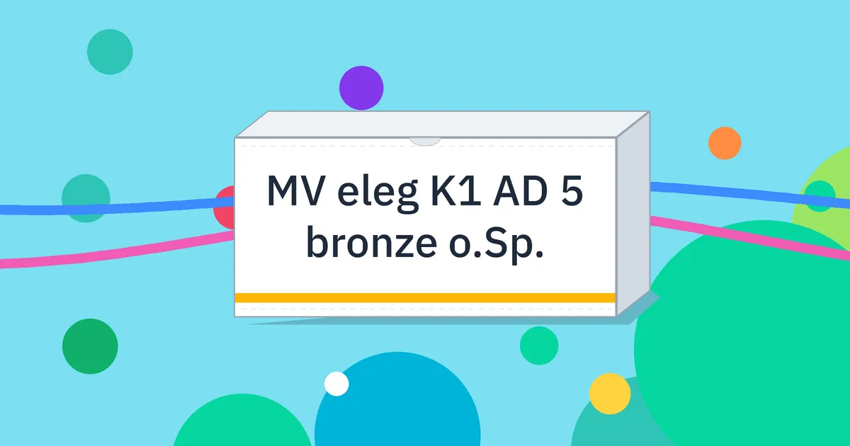 Symbolbild: Packung mit der Aufschrift MV eleg K1 AD 5 bronze o.Sp. (PZN 14704911) – Verfügbarkeit und Bezug in Apotheken in Frankfurt am Main
