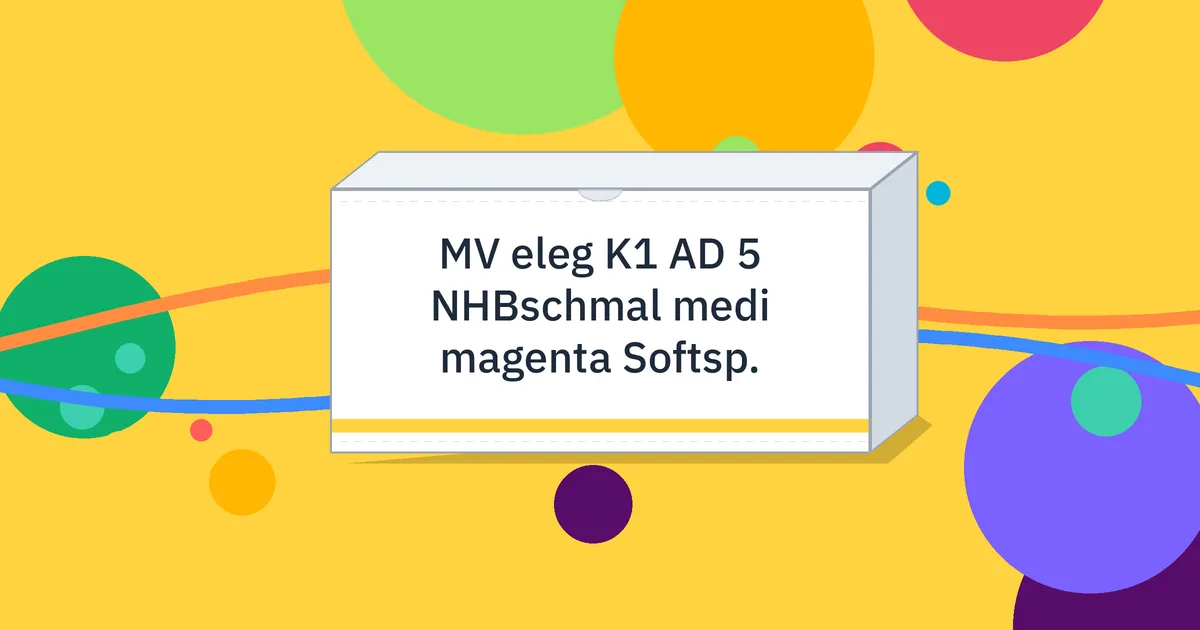Symbolbild: Packung mit der Aufschrift MV eleg K1 AD 5 NHBschmal medi magenta Softsp. (PZN 15673638) – Verfügbarkeit und Bezug in Apotheken in Frankfurt am Main