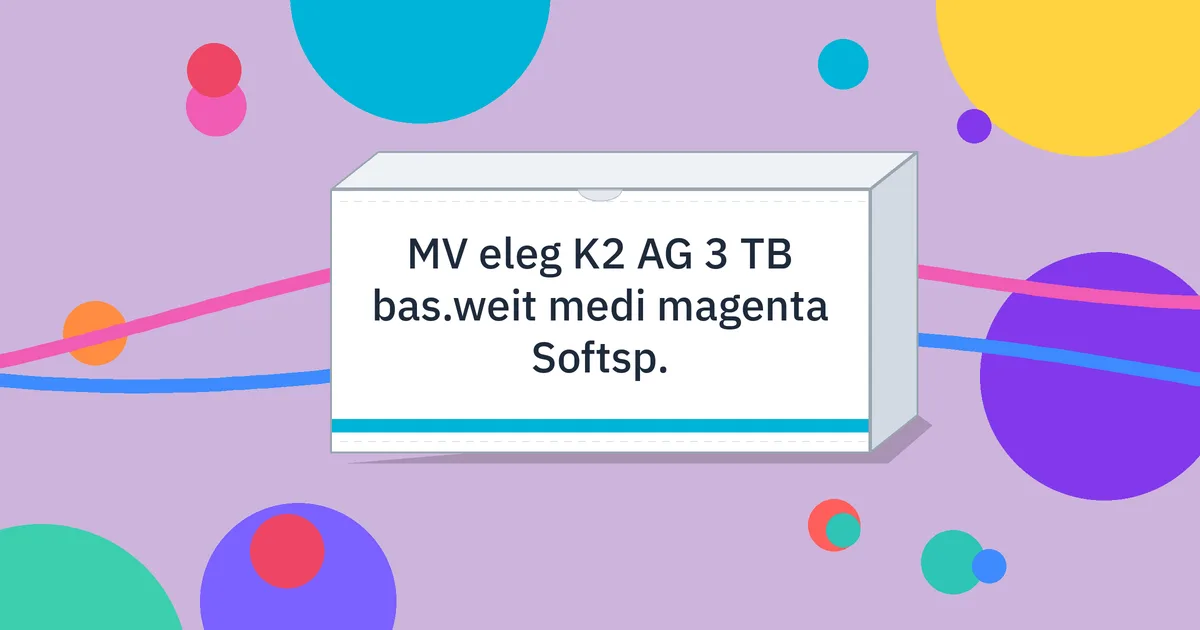 Symbolbild: Packung mit der Aufschrift MV eleg K2 AG 3 TB bas.weit medi magenta Softsp. (PZN 15283357) – Verfügbarkeit und Bezug in Apotheken in Frankfurt am Main