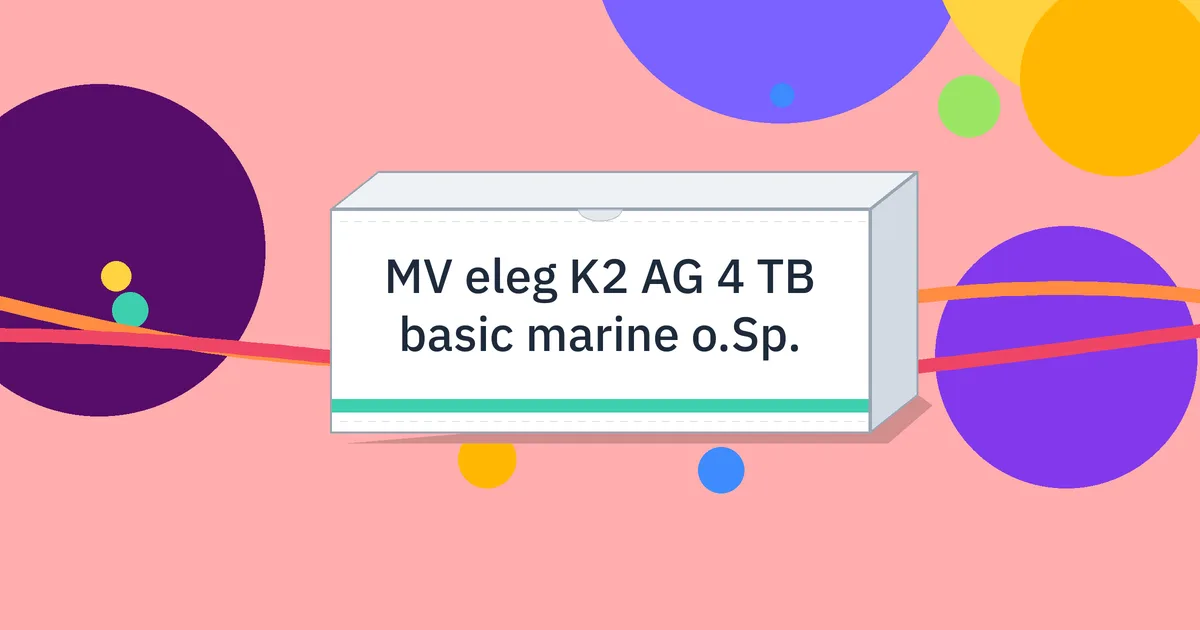 Symbolbild: Packung mit der Aufschrift MV eleg K2 AG 4 TB basic marine o.Sp. (PZN 14613433) – Verfügbarkeit und Bezug in Apotheken in Frankfurt am Main