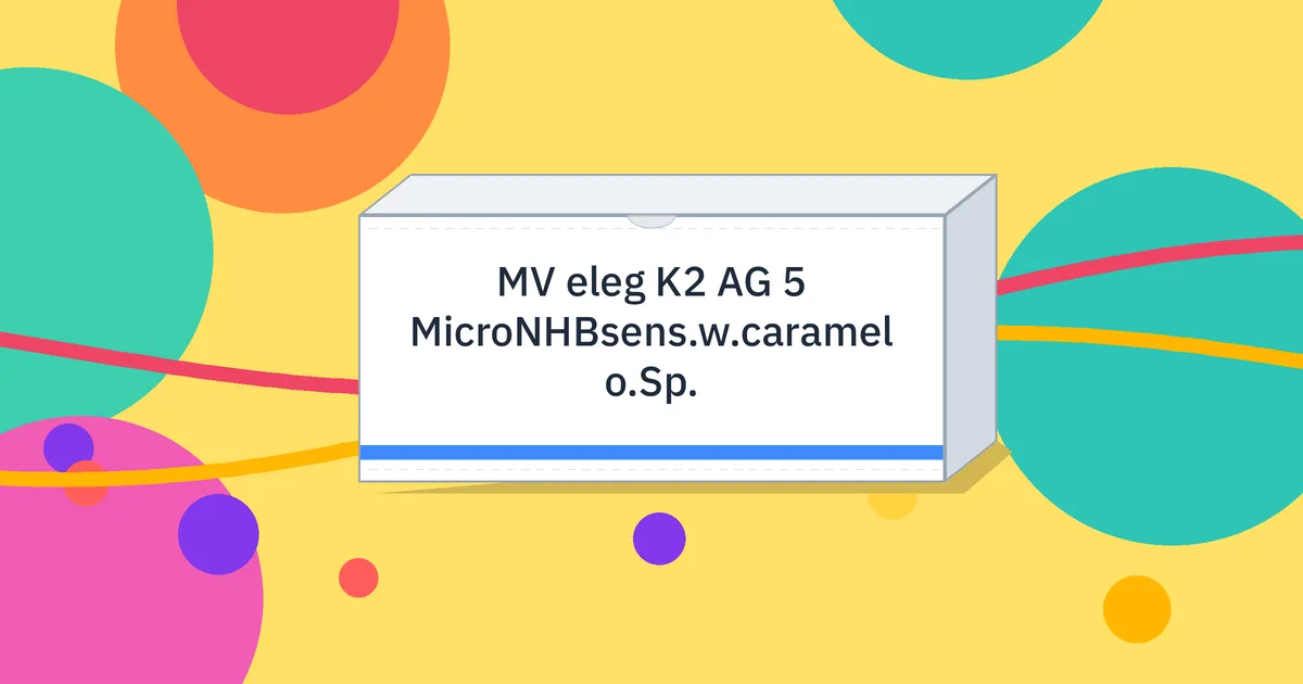 Symbolbild: Packung mit der Aufschrift MV eleg K2 AG 5 MicroNHBsens.w.caramel o.Sp. (PZN 16070273) – Verfügbarkeit und Bezug in Apotheken in Frankfurt am Main