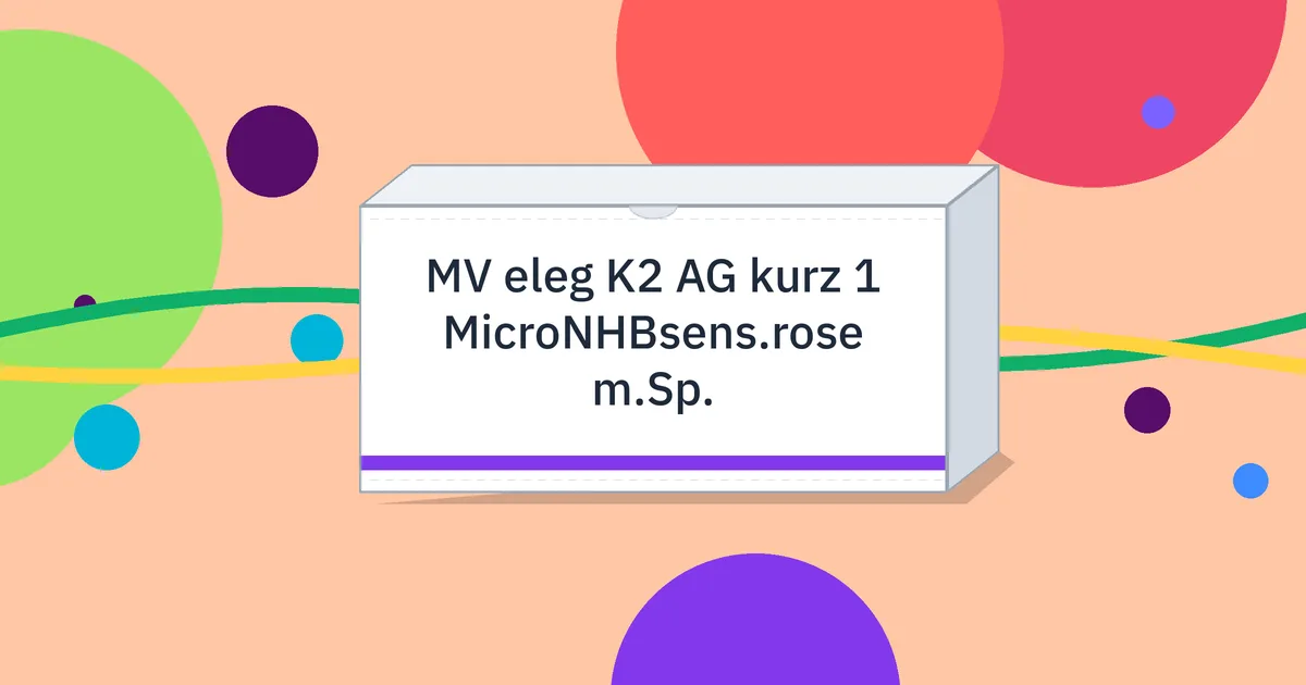 Symbolbild: Packung mit der Aufschrift MV eleg K2 AG kurz 1 MicroNHBsens.rose m.Sp. (PZN 15709589) – Verfügbarkeit und Bezug in Apotheken in Frankfurt am Main
