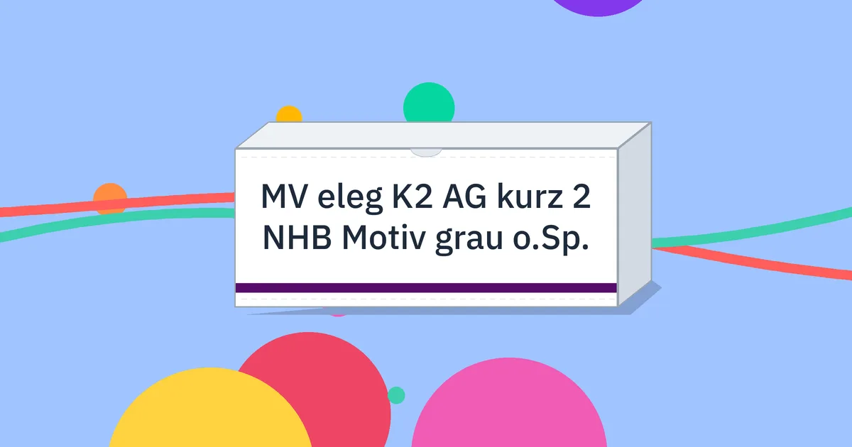 Symbolbild: Packung mit der Aufschrift MV eleg K2 AG kurz 2 NHB Motiv grau o.Sp. (PZN 18926376) – Verfügbarkeit und Bezug in Apotheken in Frankfurt am Main