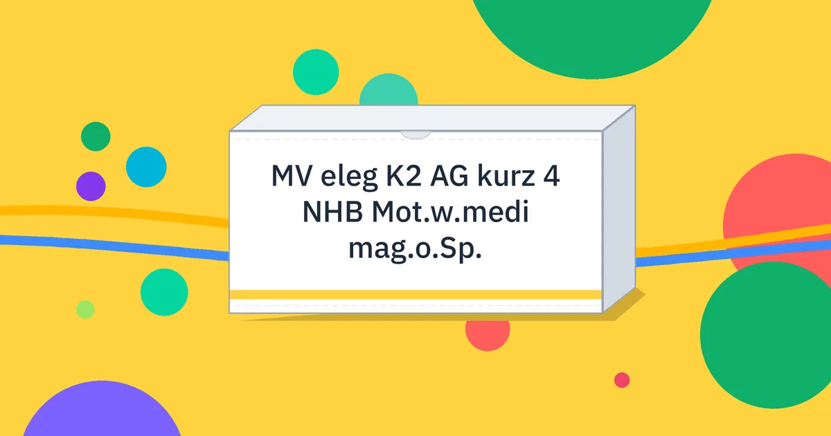 Symbolbild: Packung mit der Aufschrift MV eleg K2 AG kurz 4 NHB Mot.w.medi mag.o.Sp. (PZN 15712657) – Verfügbarkeit und Bezug in Apotheken in Frankfurt am Main