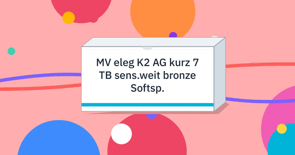 Symbolbild: Packung mit der Aufschrift MV eleg K2 AG kurz 7 TB sens.weit bronze Softsp. (PZN 14716914) – Verfügbarkeit und Bezug in Apotheken in Frankfurt am Main