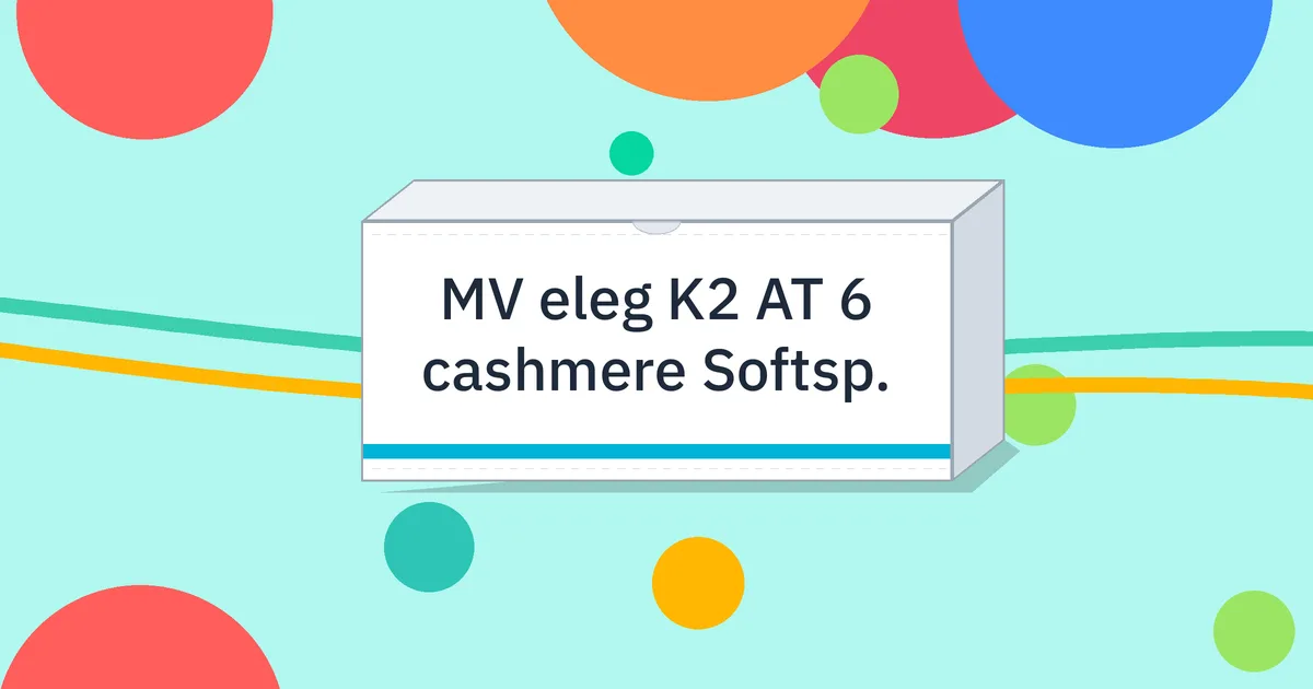 Symbolbild: Packung mit der Aufschrift MV eleg K2 AT 6 cashmere Softsp. (PZN 15285037) – Verfügbarkeit und Bezug in Apotheken in Frankfurt am Main