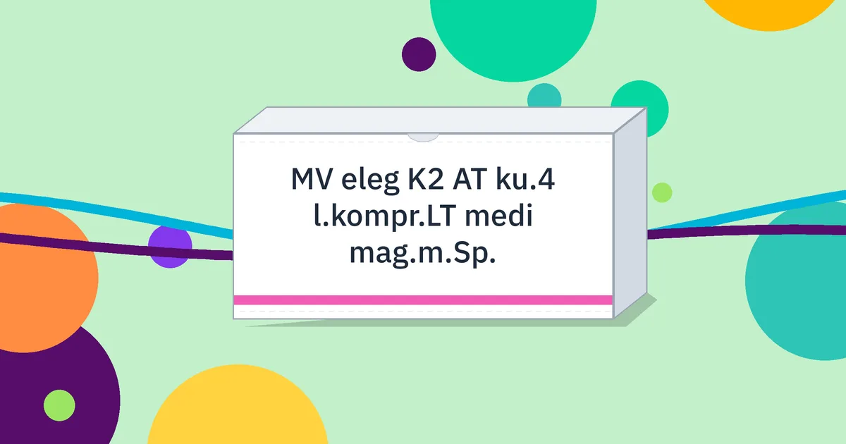 Symbolbild: Packung mit der Aufschrift MV eleg K2 AT ku.4 l.kompr.LT medi mag.m.Sp. (PZN 14625413) – Verfügbarkeit und Bezug in Apotheken in Frankfurt am Main