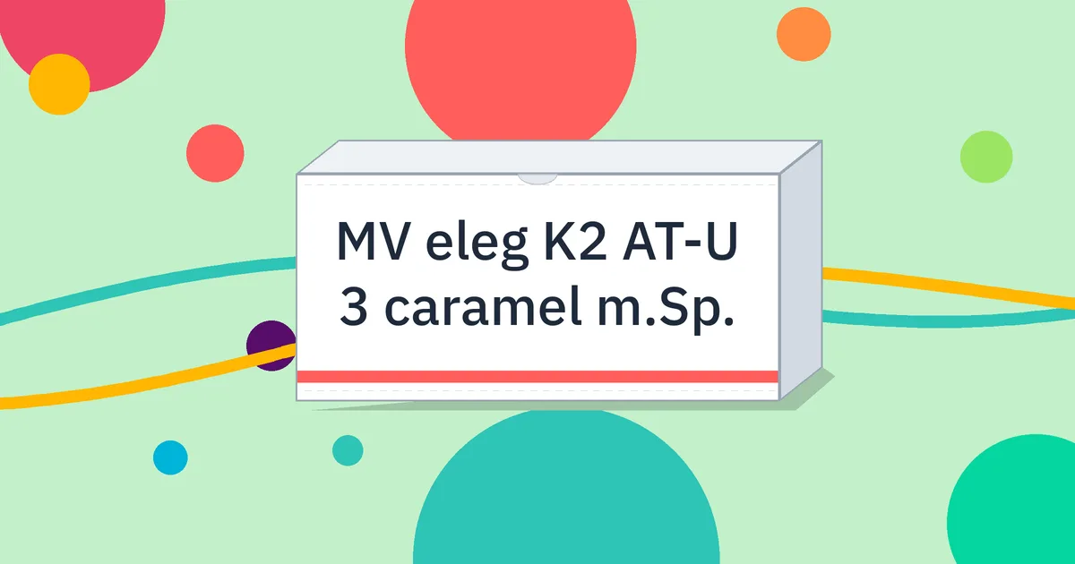Symbolbild: Packung mit der Aufschrift MV eleg K2 AT-U 3 caramel m.Sp. (PZN 00530229) – Verfügbarkeit und Bezug in Apotheken in Frankfurt am Main