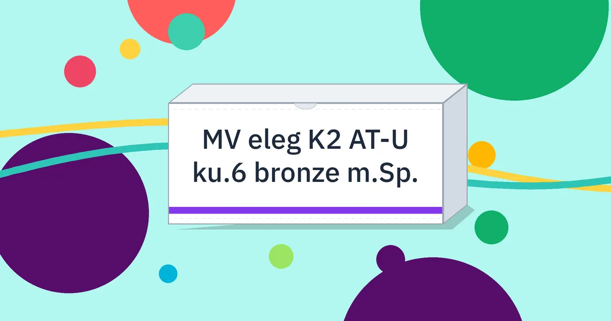 Symbolbild: Packung mit der Aufschrift MV eleg K2 AT-U ku.6 bronze m.Sp. (PZN 15289064) – Verfügbarkeit und Bezug in Apotheken in Frankfurt am Main