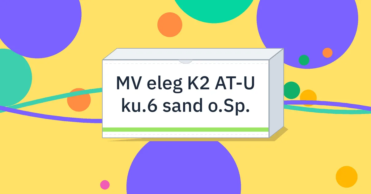Symbolbild: Packung mit der Aufschrift MV eleg K2 AT-U ku.6 sand o.Sp. (PZN 18923863) – Verfügbarkeit und Bezug in Apotheken in Frankfurt am Main