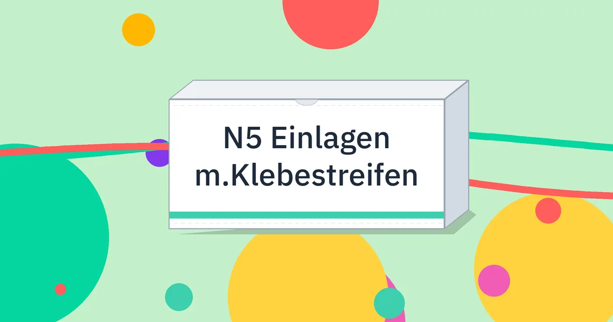 Symbolbild: Packung mit der Aufschrift N5 Einlagen m.Klebestreifen (PZN 16738860) – Verfügbarkeit und Bezug in Apotheken in Frankfurt am Main