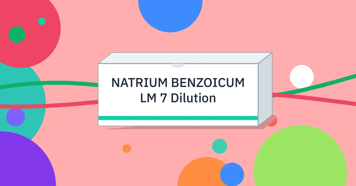 Symbolbild: Packung mit der Aufschrift NATRIUM BENZOICUM LM 7 Dilution (PZN 12959742) – Verfügbarkeit und Bezug in Apotheken in Frankfurt am Main