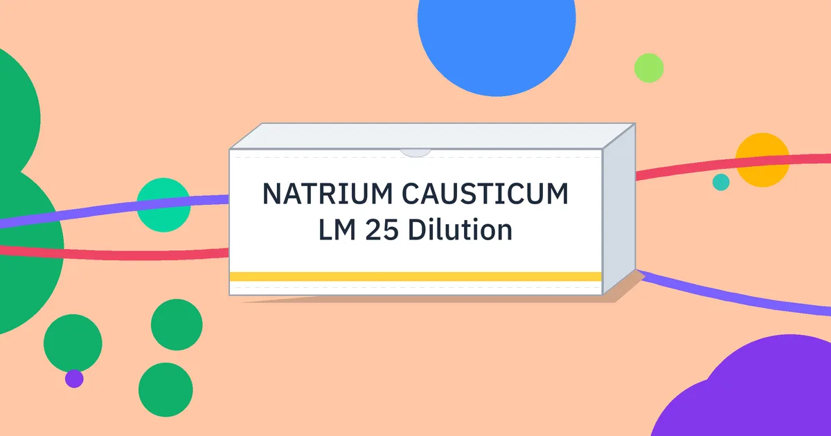 Symbolbild: Packung mit der Aufschrift NATRIUM CAUSTICUM LM 25 Dilution (PZN 12962187) – Verfügbarkeit und Bezug in Apotheken in Frankfurt am Main