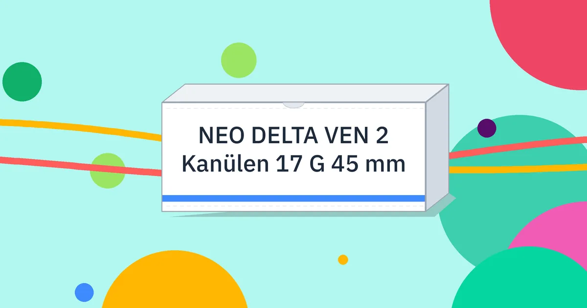 Symbolbild: Packung mit der Aufschrift NEO DELTA VEN 2 Kanülen 17 G 45 mm (PZN 07758119) – Verfügbarkeit und Bezug in Apotheken in Frankfurt am Main