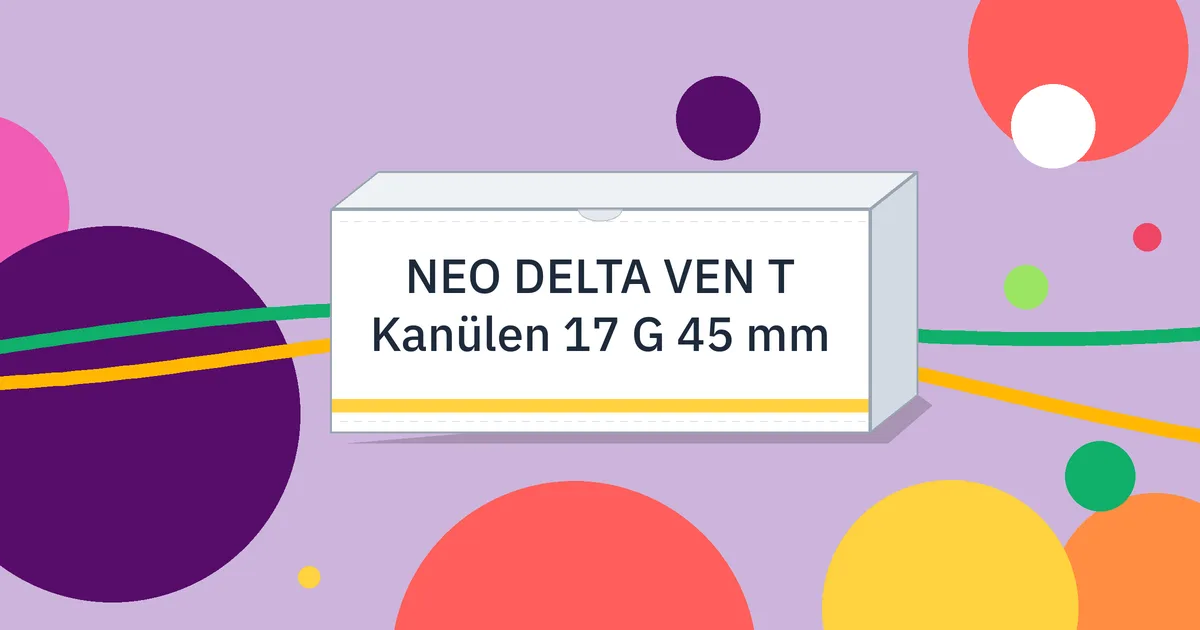 Symbolbild: Packung mit der Aufschrift NEO DELTA VEN T Kanülen 17 G 45 mm (PZN 07758214) – Verfügbarkeit und Bezug in Apotheken in Frankfurt am Main