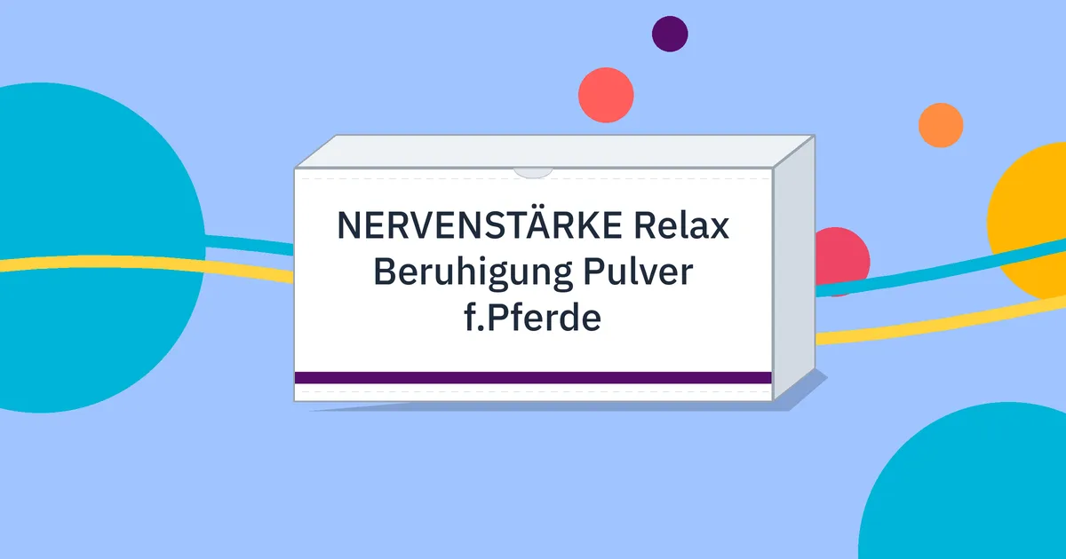 Symbolbild: Packung mit der Aufschrift NERVENSTÄRKE Relax Beruhigung Pulver f.Pferde (PZN 18293735) – Verfügbarkeit und Bezug in Apotheken in Frankfurt am Main